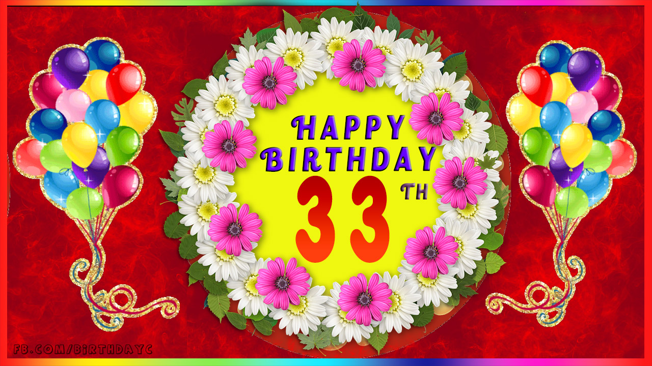 33th Birthday Images, Greetings Cards for age 33 years