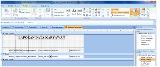Tutorial membuat form dan laporan pada MS. ACCESS 2007 - nofwan