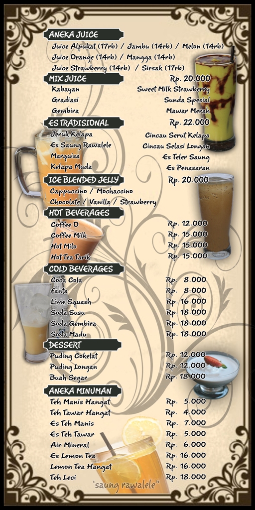 Menu Minuman Saung Rawalele ~ SAUNG RAWA LELE
