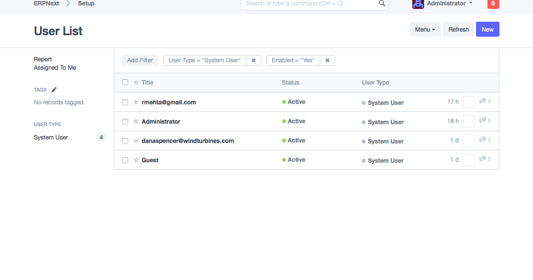 Erpnext Tutorials: Users in Erpnext