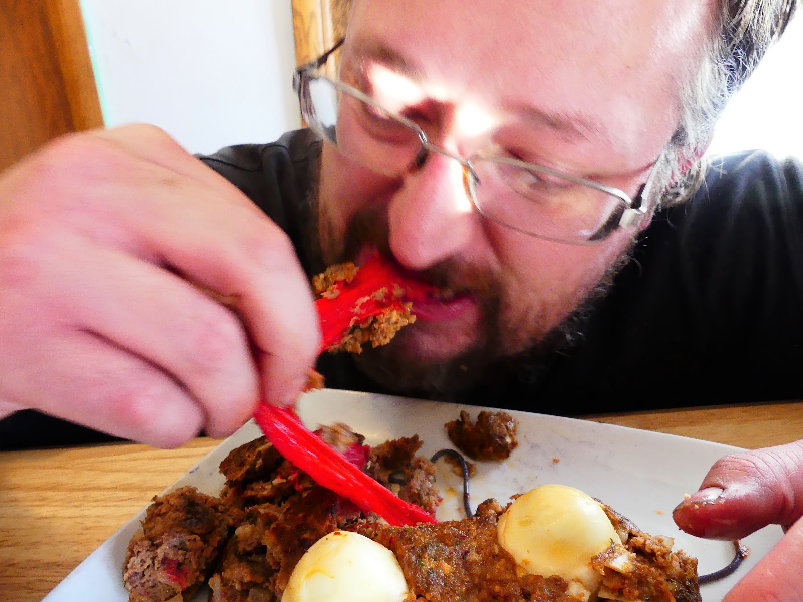 Zombie Head Meatloaf with Spaghetti