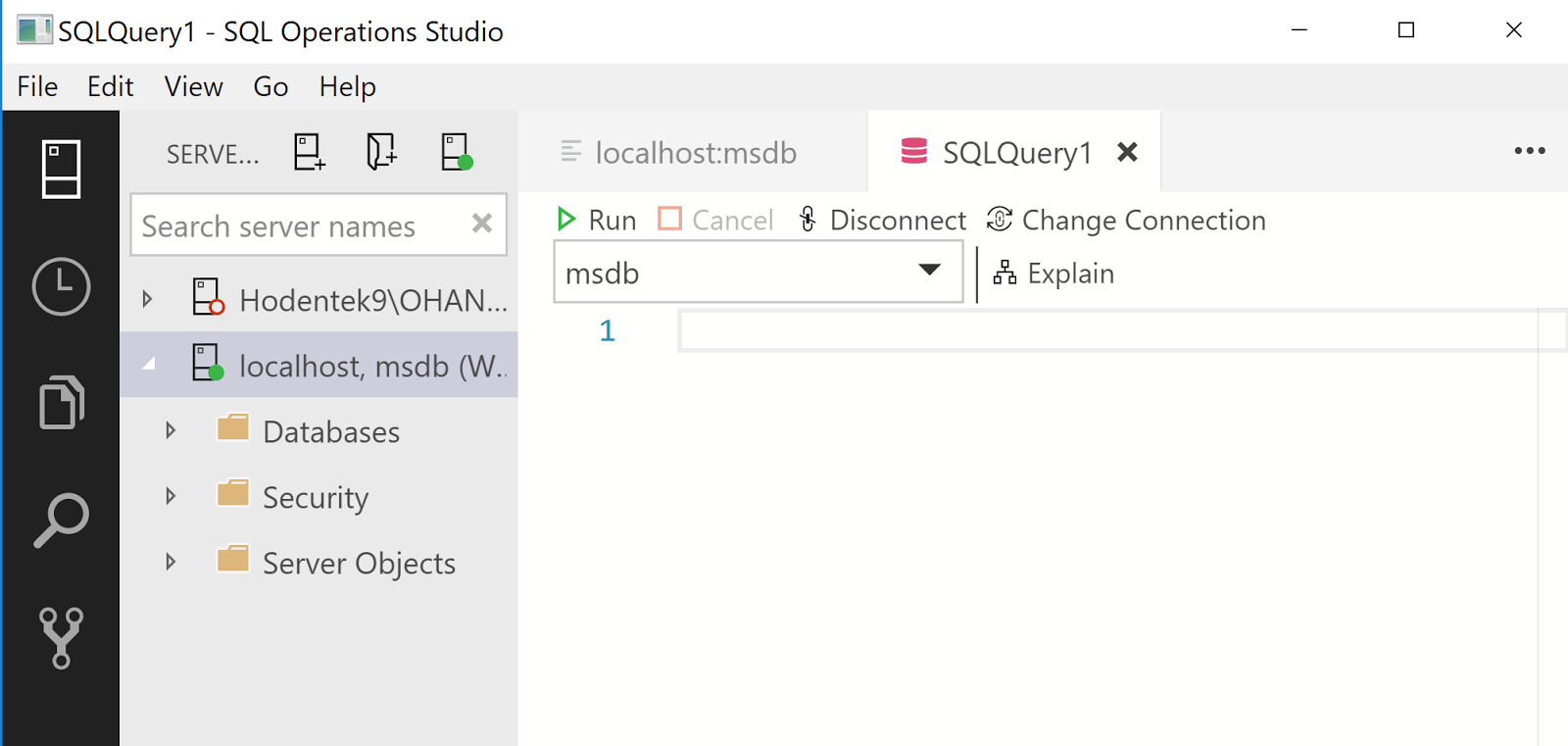 Hodentekmsss Querying Sql Server 2017 Version 173 Using Sqlops