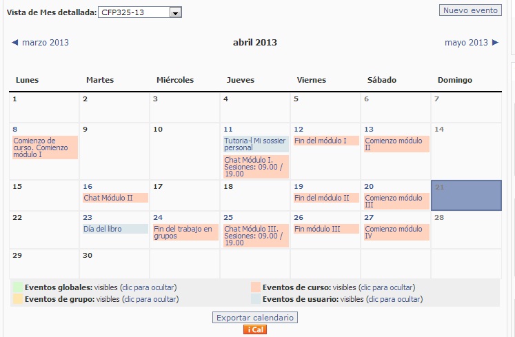 Tutoria-l: Elaboración de un calendario