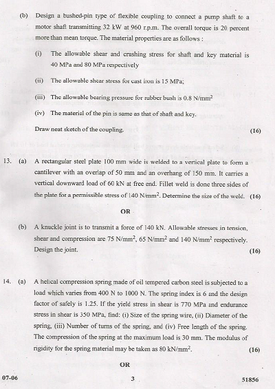 ME2303 Design of Machine Elements May June 2016 Question Paper ...