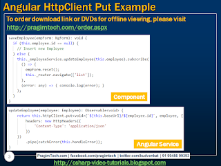 Sql server, .net and c# video tutorial: Angular httpclient put example - Slides
