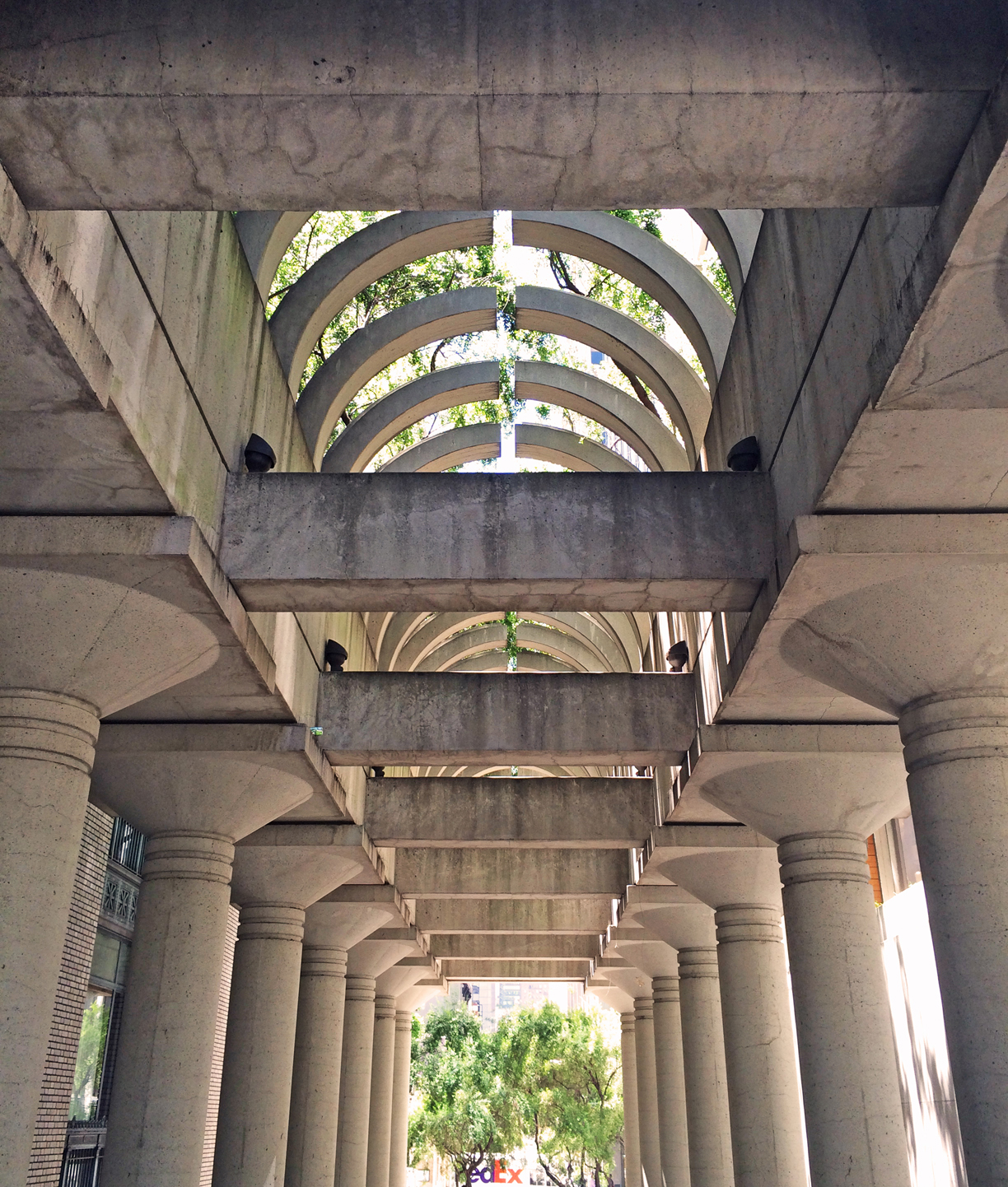 Aqua and Coral Imagery: Exquisite Exterior Column Design Architecture