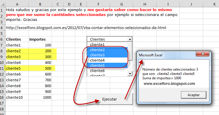 VBA: Suma Selectiva con un ListBox | EXCEL FORO: Un blog de Excel