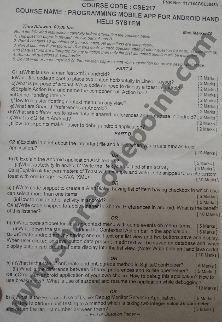 CSE217 : Programming Mobile App For Android Hand Held System End Term ...