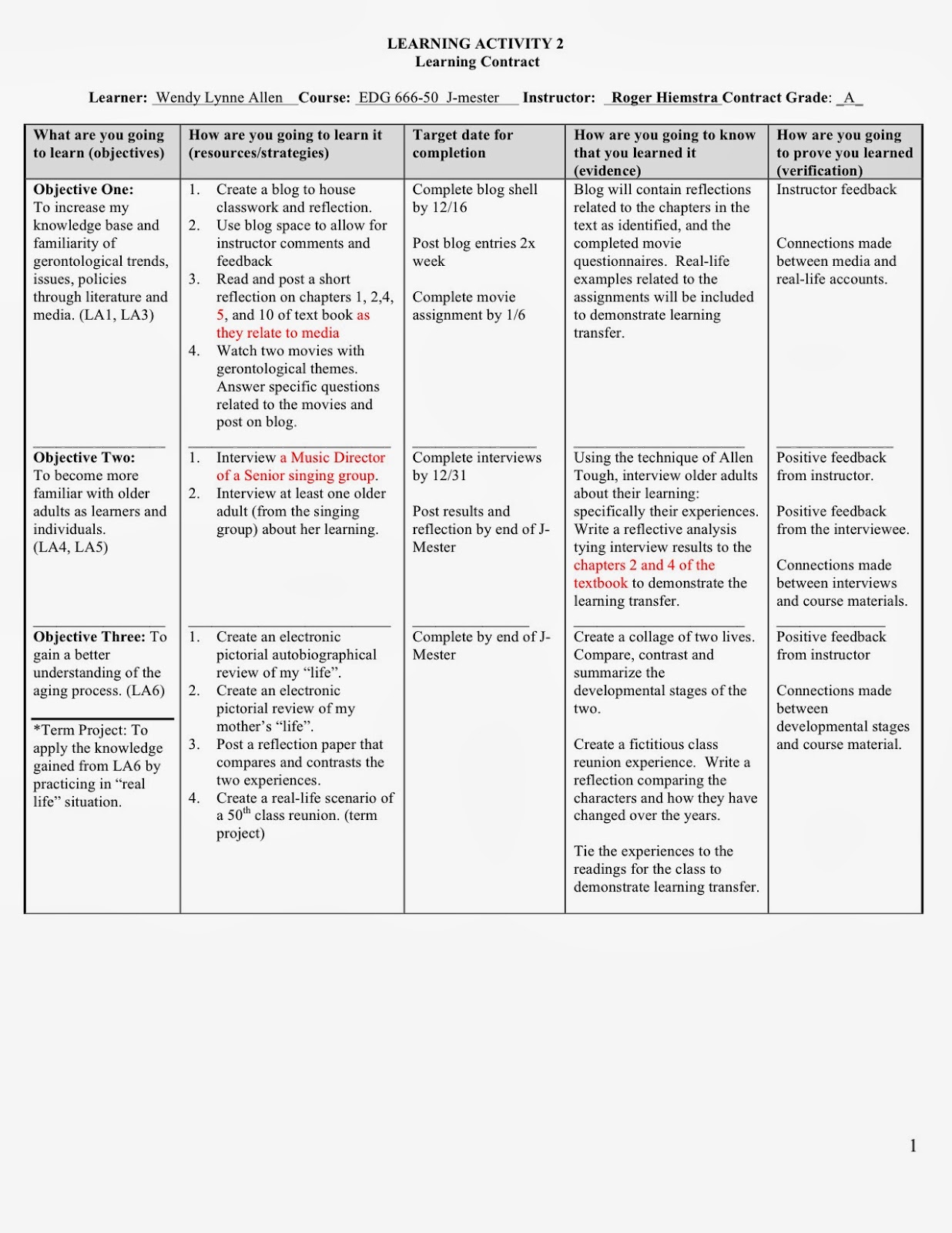 Learning and Aging: updated 1/7/14 Learning Contract