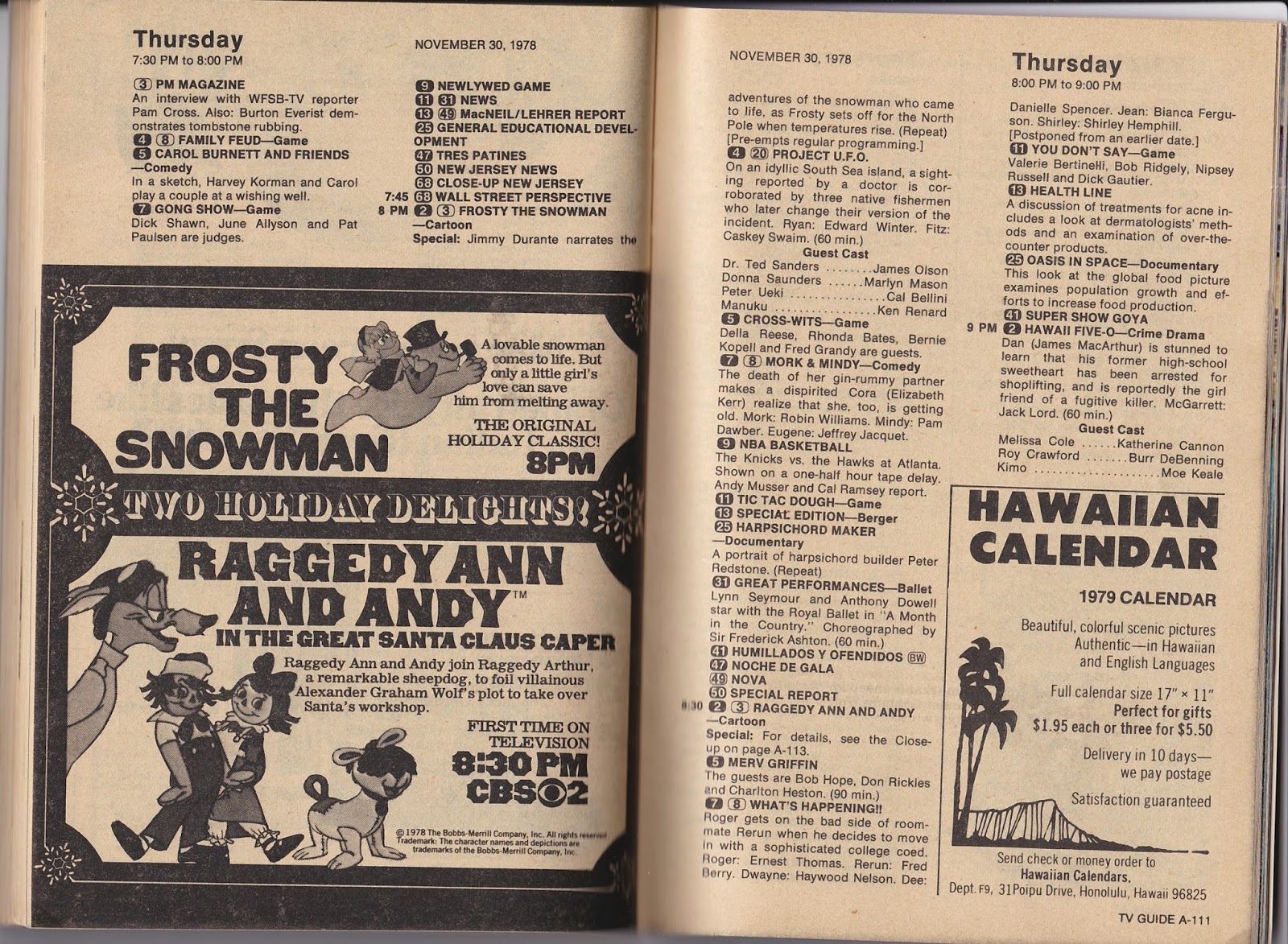 Garage Sale Finds: What was on TV November 25th through December 1st, 1978