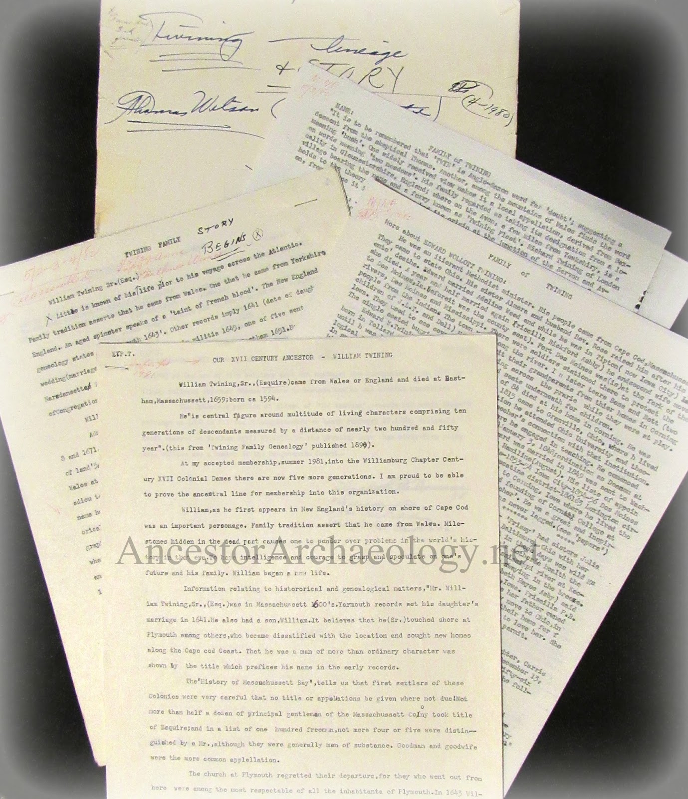Ancestor Archaeology: Notes From My Grandmother | Twining Lineage and ...