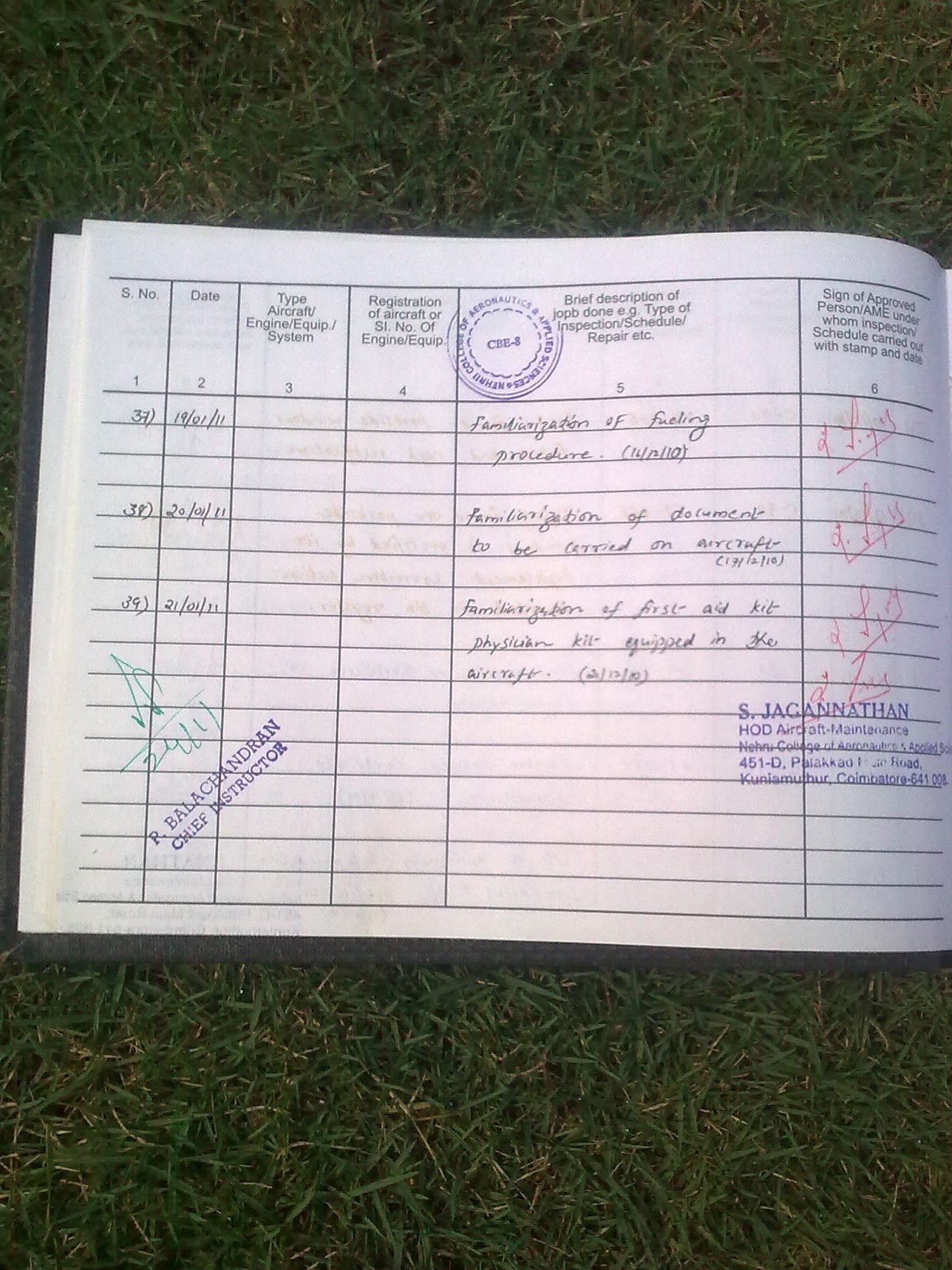 Sample of AME OJT log book - AME Guide