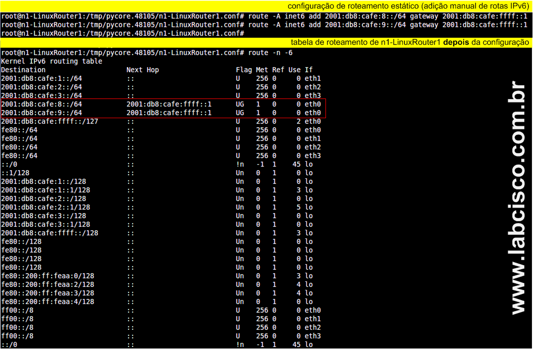 Blog LabCisco: Laboratório de Roteamento Estático IPv6 no Linux
