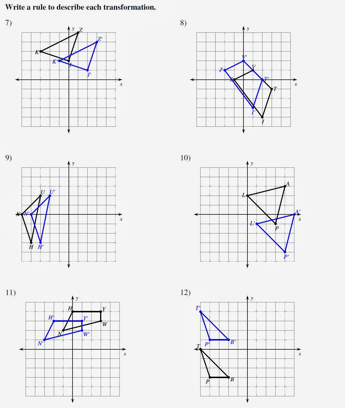 Mr. Matt's Math Classes: Assignment - Translations Mr. Matt's Math Classes: Assignment - Translations