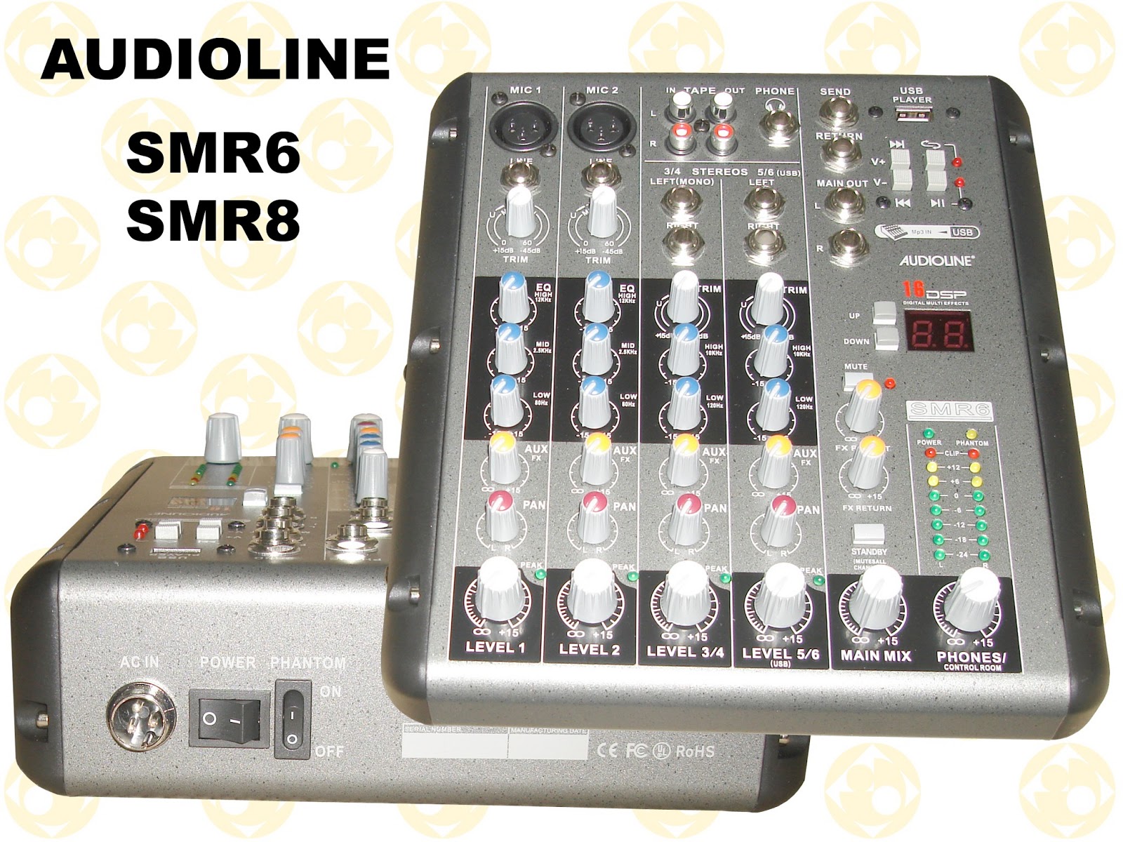 AUDIOLINE: Mixer Portable - SMR Series 6/8 channel + USB/Effect
