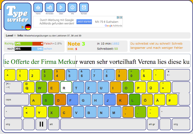 ICT-Ideen (Medien im Unterricht): Tastaturschreiben mit Typewriter