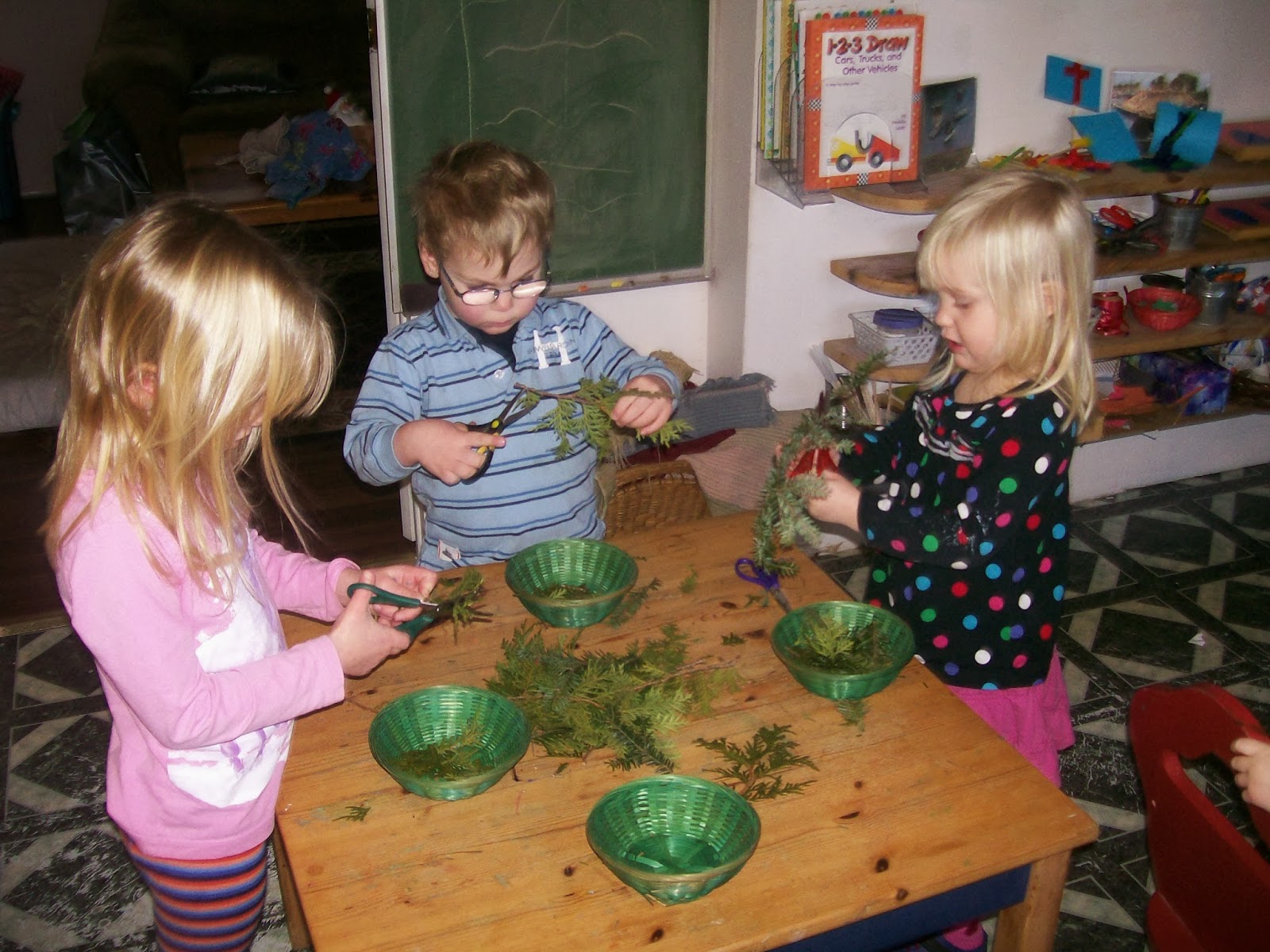 Tree House Preschool Daycare: We cut evergreen branches as a practical ...