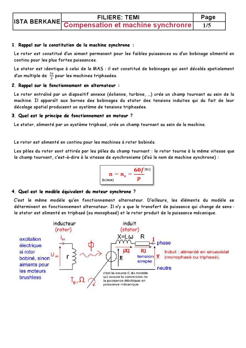 Electrotechnique: Machine synchrone