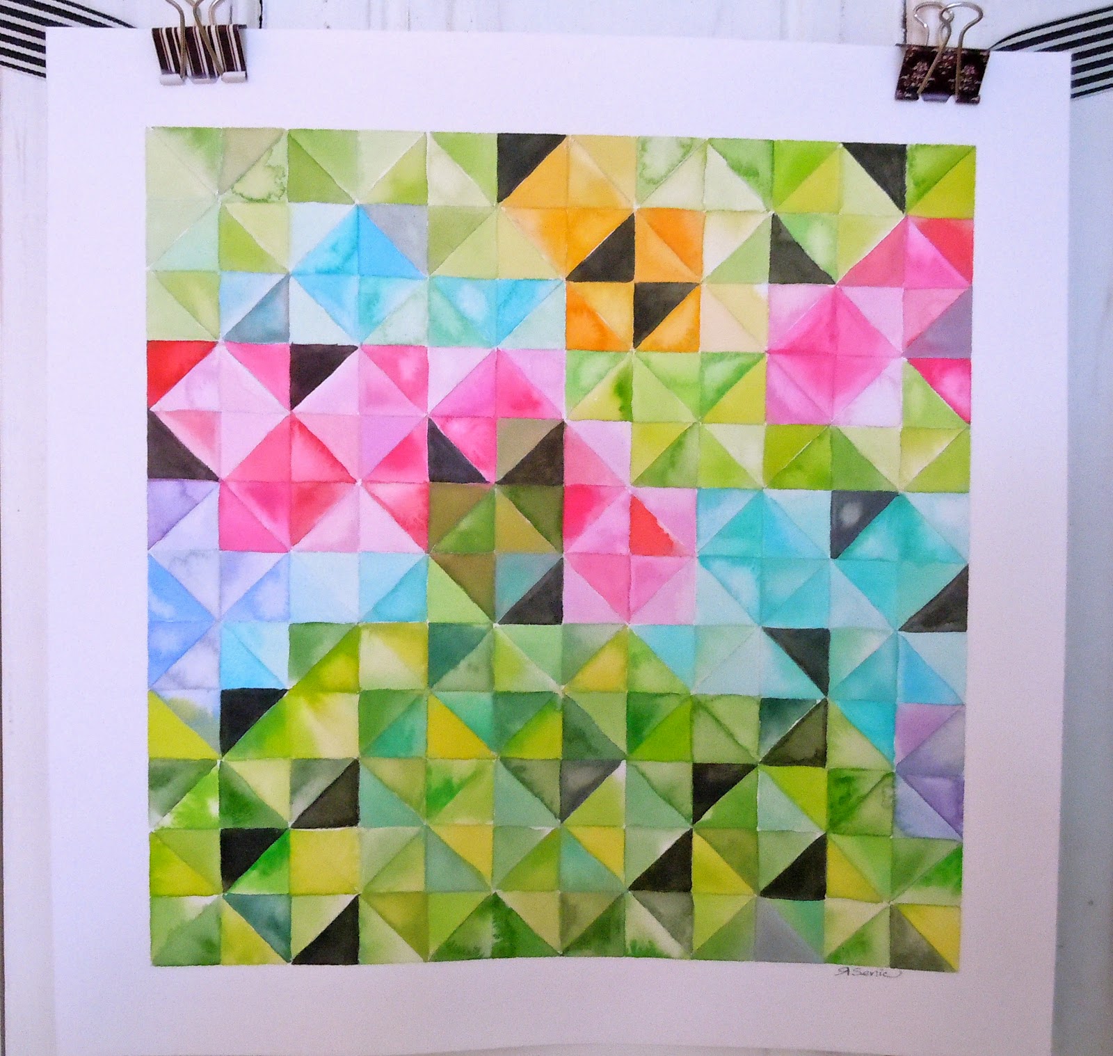 Limezinnias Design: Watercolor Geometric Art!