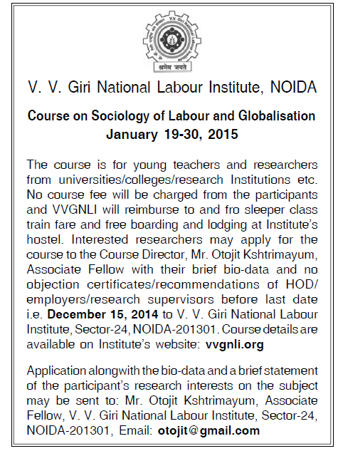 The Social Science Informer: Course @ V. V. Giri National Labour ...