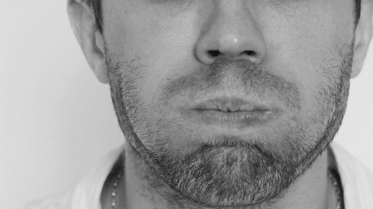 facial references for animation: cheek blow out [is, front, 15fps, ECU]