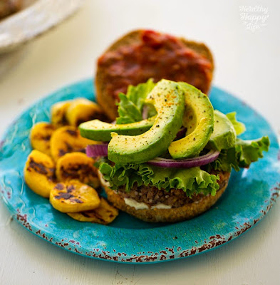 Black Bean Plantain Veggie Burgers with Avocado | Healthy. Happy. Life ...