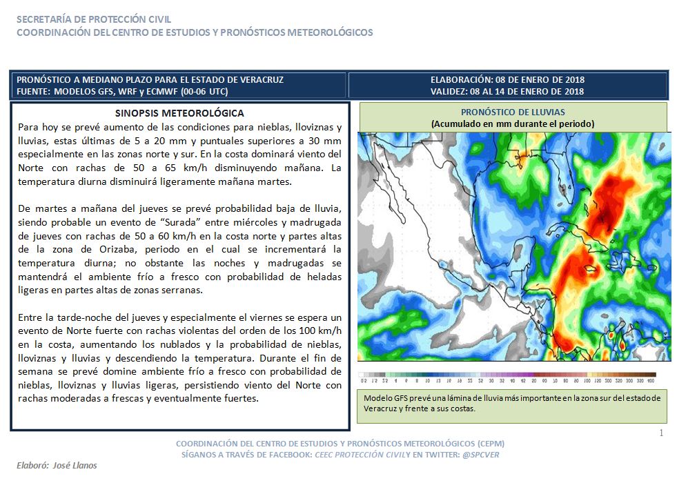 Secretaria de Protección Civil Veracruz Meteorología. : PRONÓSTICO A ...