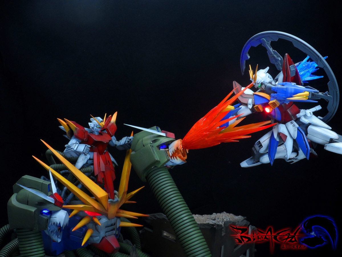 Custom Build: MG 1/100 God Gundam VS Devil Gundam Diorama