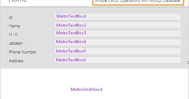 Vb Insert Update Delete With Mysql Database Metro Ui