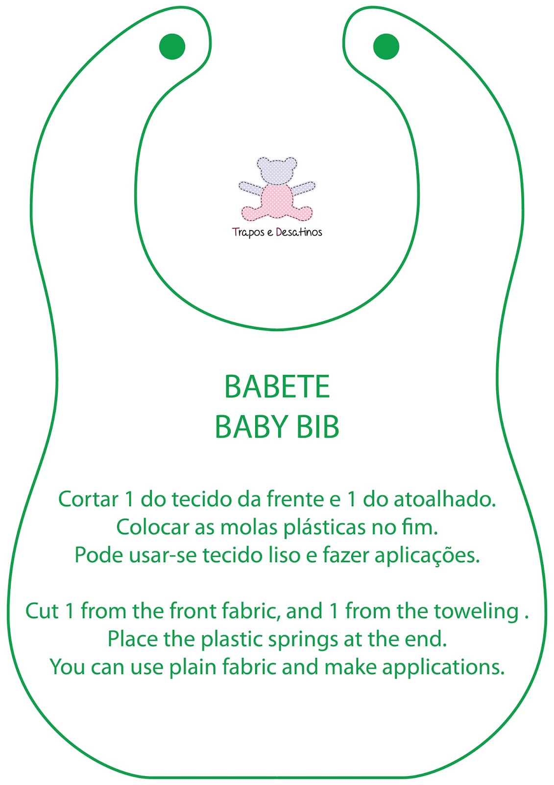 Free Sewing Patterns: Babete simples com tutorial | Baby Bib Pattern ...