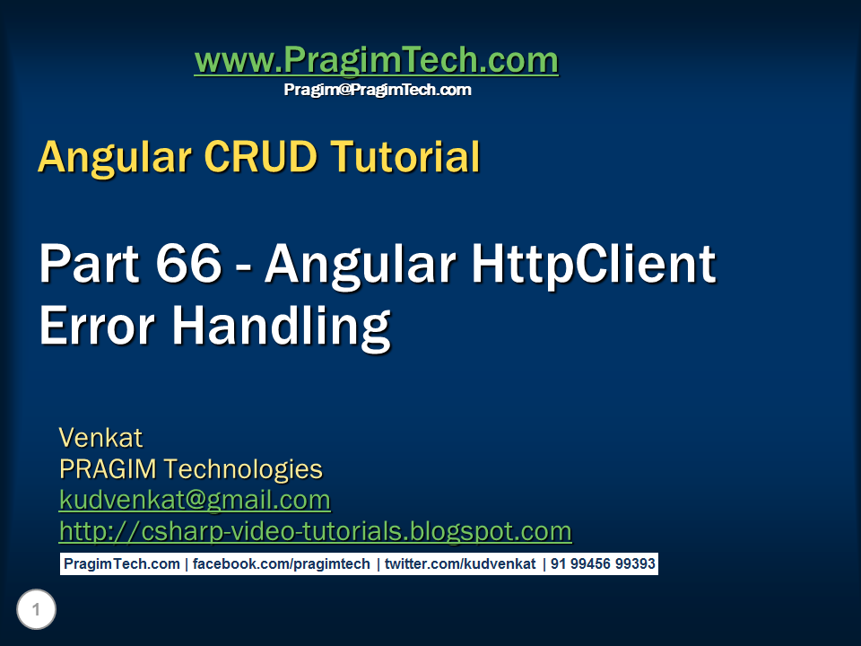 Sql server, .net and c# video tutorial: Angular httpclient error handling - Slides