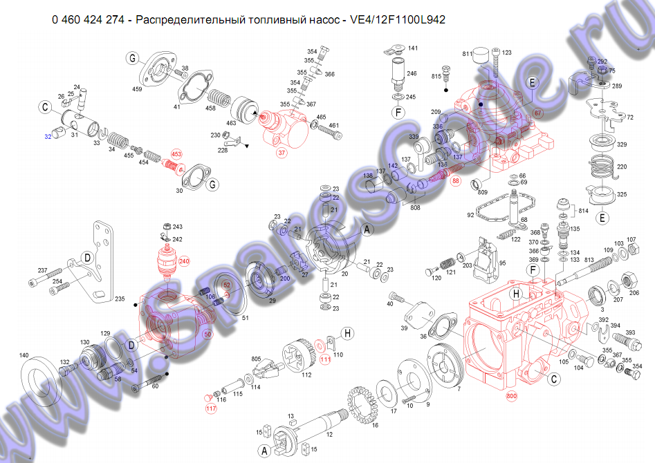 SparesCode: 0 460 424 274 - Distributor injection pump - VE4/12F1100L942