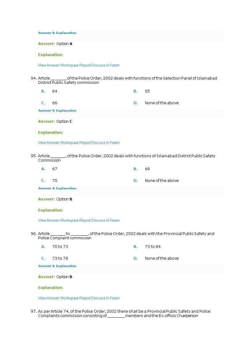 KNOWLEDGE FOR ALL: MCQs POLICE ORDER 2002