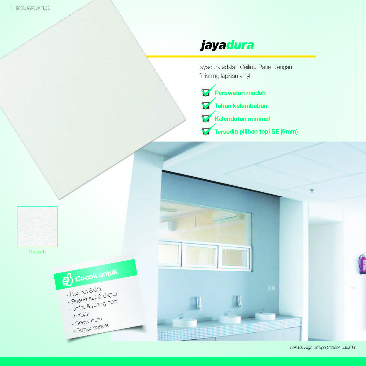 Brosur dan Spesifikasi Papan Gypsum Jayapanel Jayadura Condado - Plafon ...