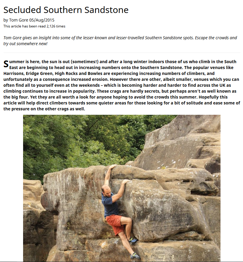Southern Sandstone Climbs: Secluded Southern Sandstone - UKC Article by ...