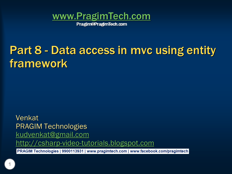 Sql Server Net And C Video Tutorial Part 8 Data Access In Mvc Using Entity Framework