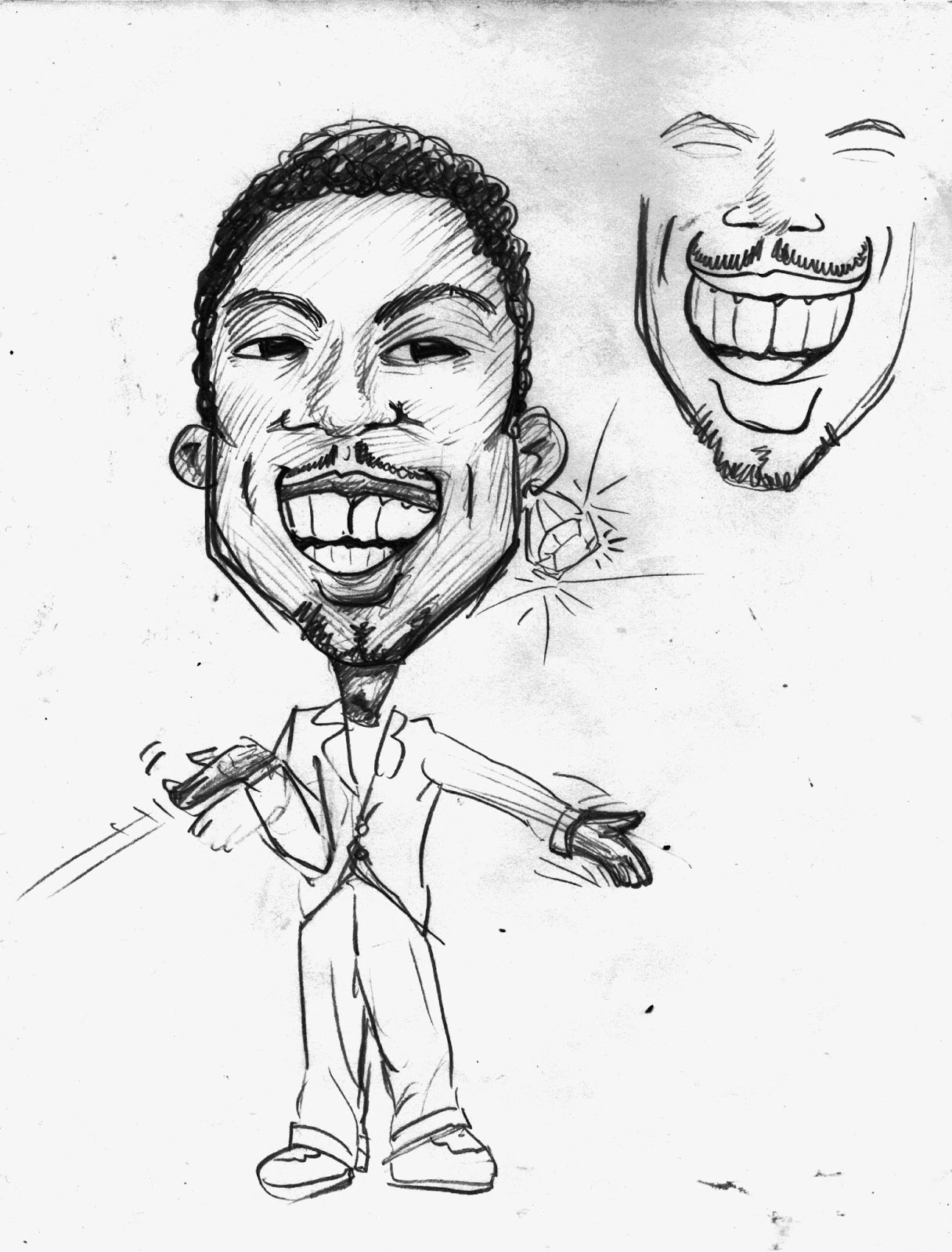 free radical sings: Chris Rock caricature
