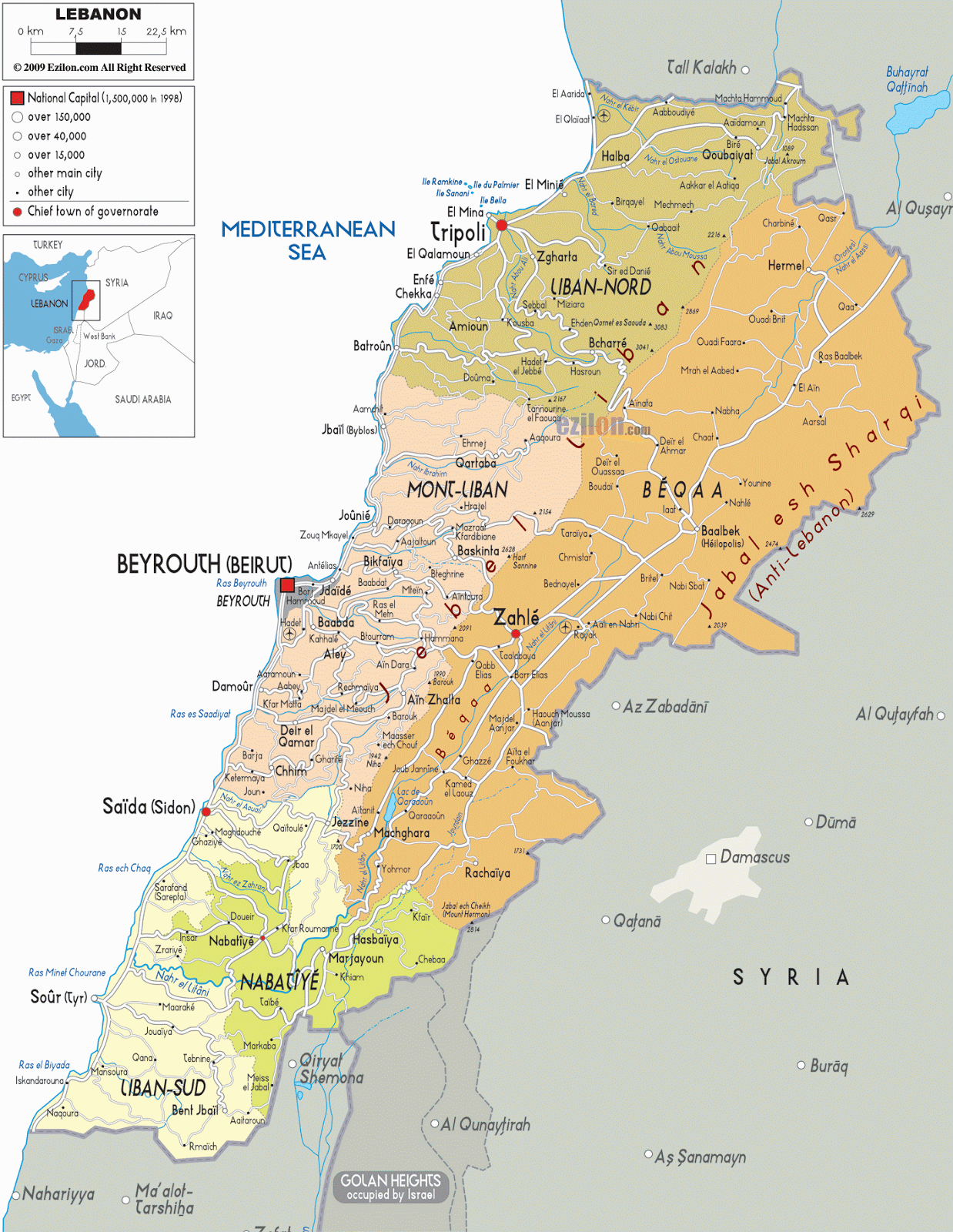 LÍBANO - MAPAS GEOGRÁFICOS DEL LÍBANO - Mundo Hispánico™