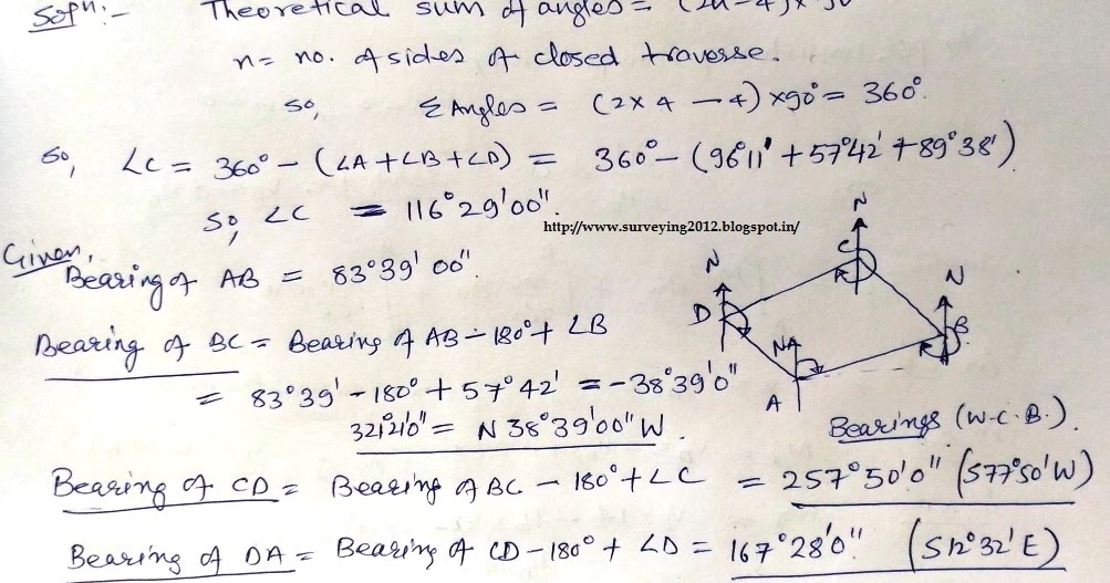 Surveying (Civil Engineering ): Closed Traverse - How to find out the ...