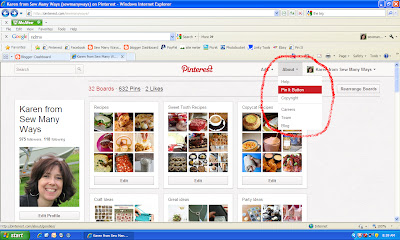 Sew Many Ways...: Blog Buddy...How To Add Your Follow Me Pinterest Button