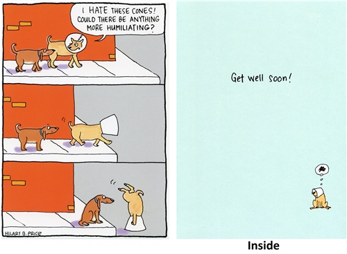 Andrew I. Lerner: Dog with cone cartoon.