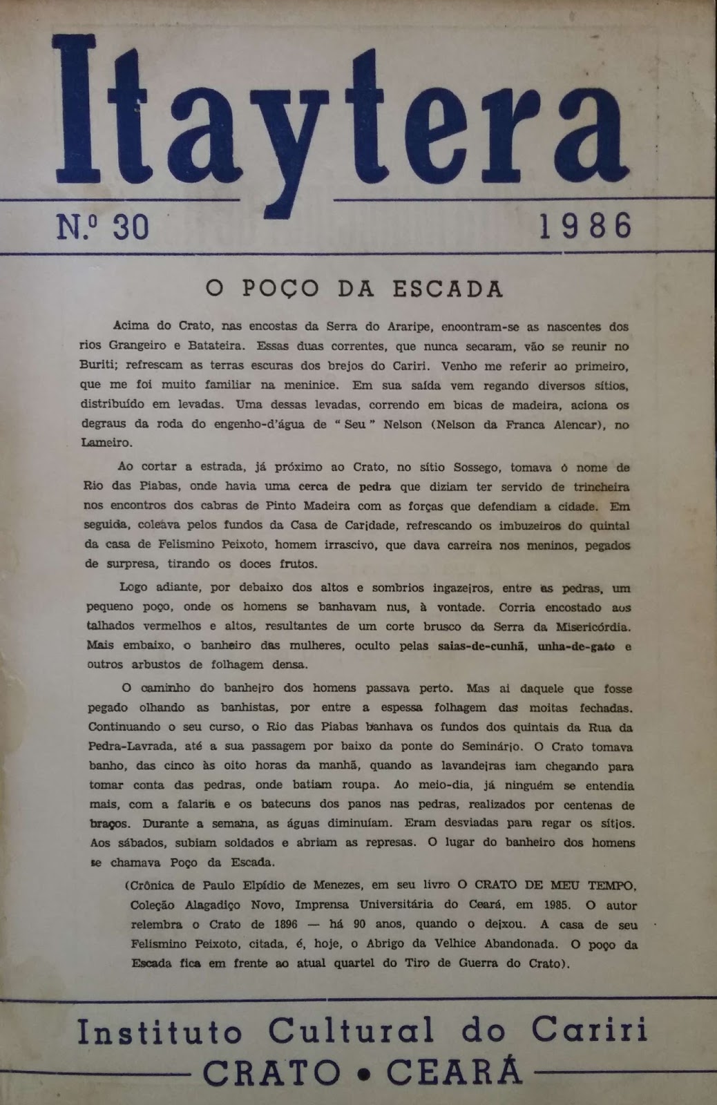 Estórias&História: Índice das Revistas Itaytera, do Instituto Cultural ...