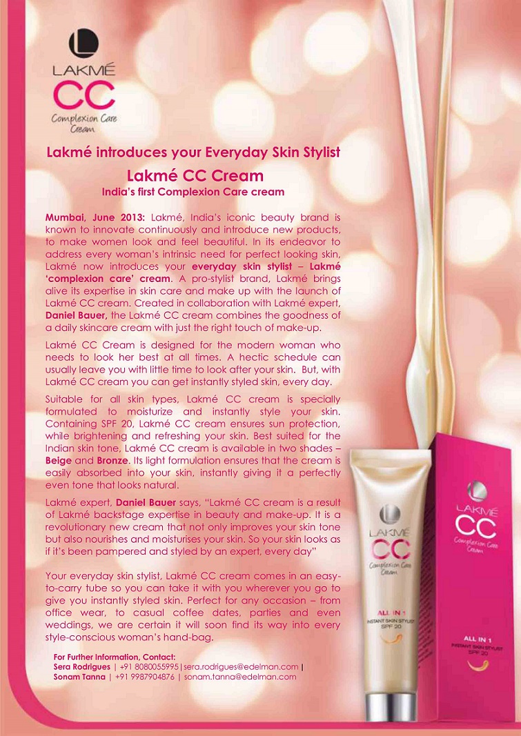 Lakme Complexion Care CC Cream ~ Photos and Details