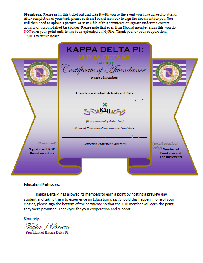 Printable Point Certificate: Printable Point Certificate