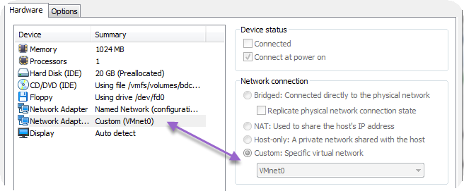 Add a network adapter to your VMware VM