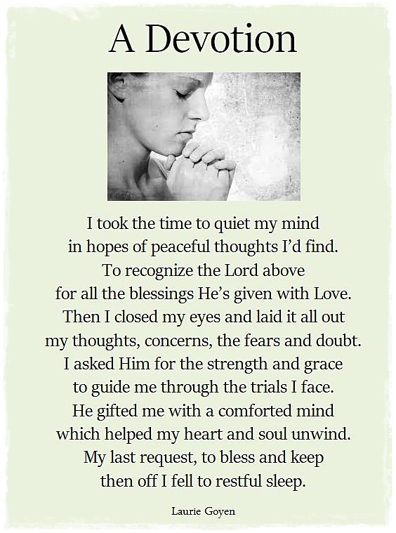 Laurie Goyen: A Devotion, A prayer poem