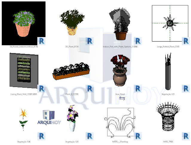 Familia Plantas interiores / Family Plants interior (RFA) | ArquiHoy-Revit