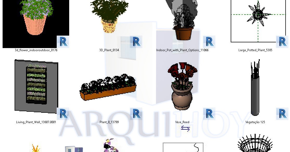 Familia Plantas interiores / Family Plants interior (RFA) | ArquiHoy-Revit