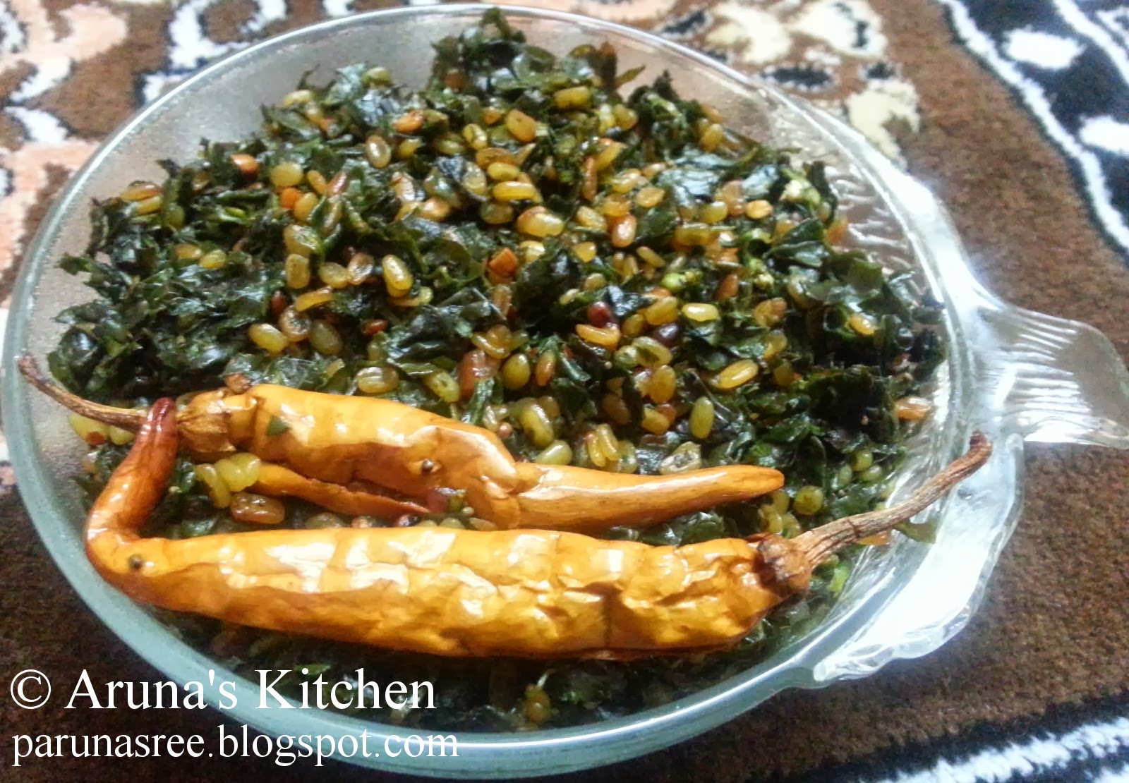 Aruna's Kitchen: Ponnaganti Aaku Pesarapappu Kura - Water Amaranth with ...