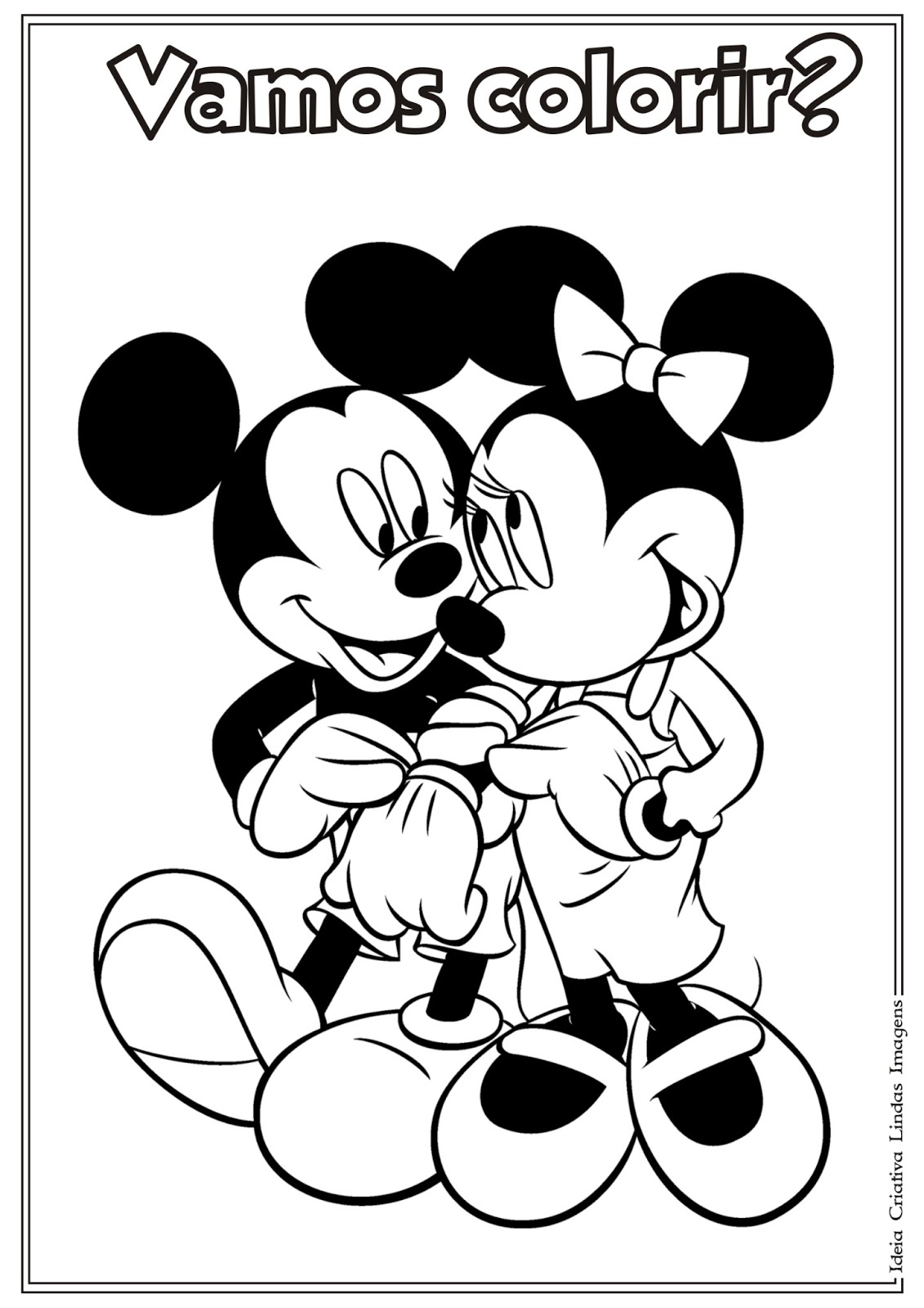 Desenho do Mickey e da Minnie para colorir